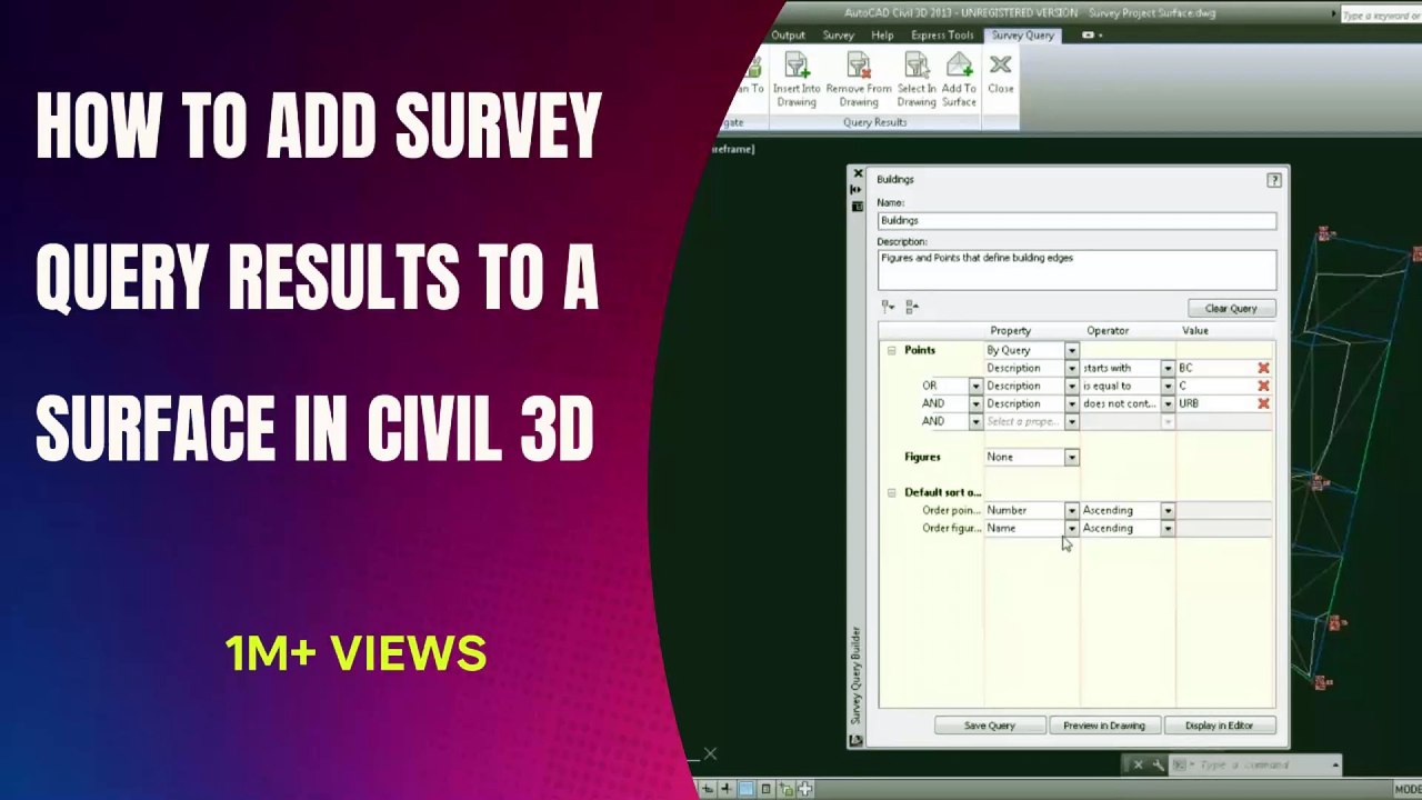 how to Add Survey Query Results to a Surface in civil 3d # ...