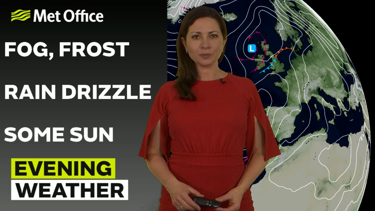 Met Office Tuesday Evening weather forecast 21/01/2025 - Mostly grey with drizzle up in the ...