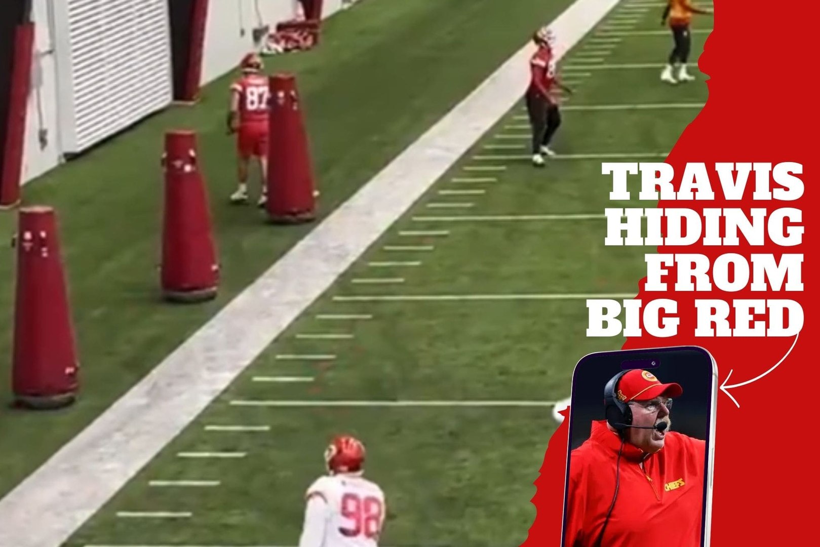 Travis Kelce caught by security camera hiding from Andy Reid at Chiefs practice - MARCA TV English