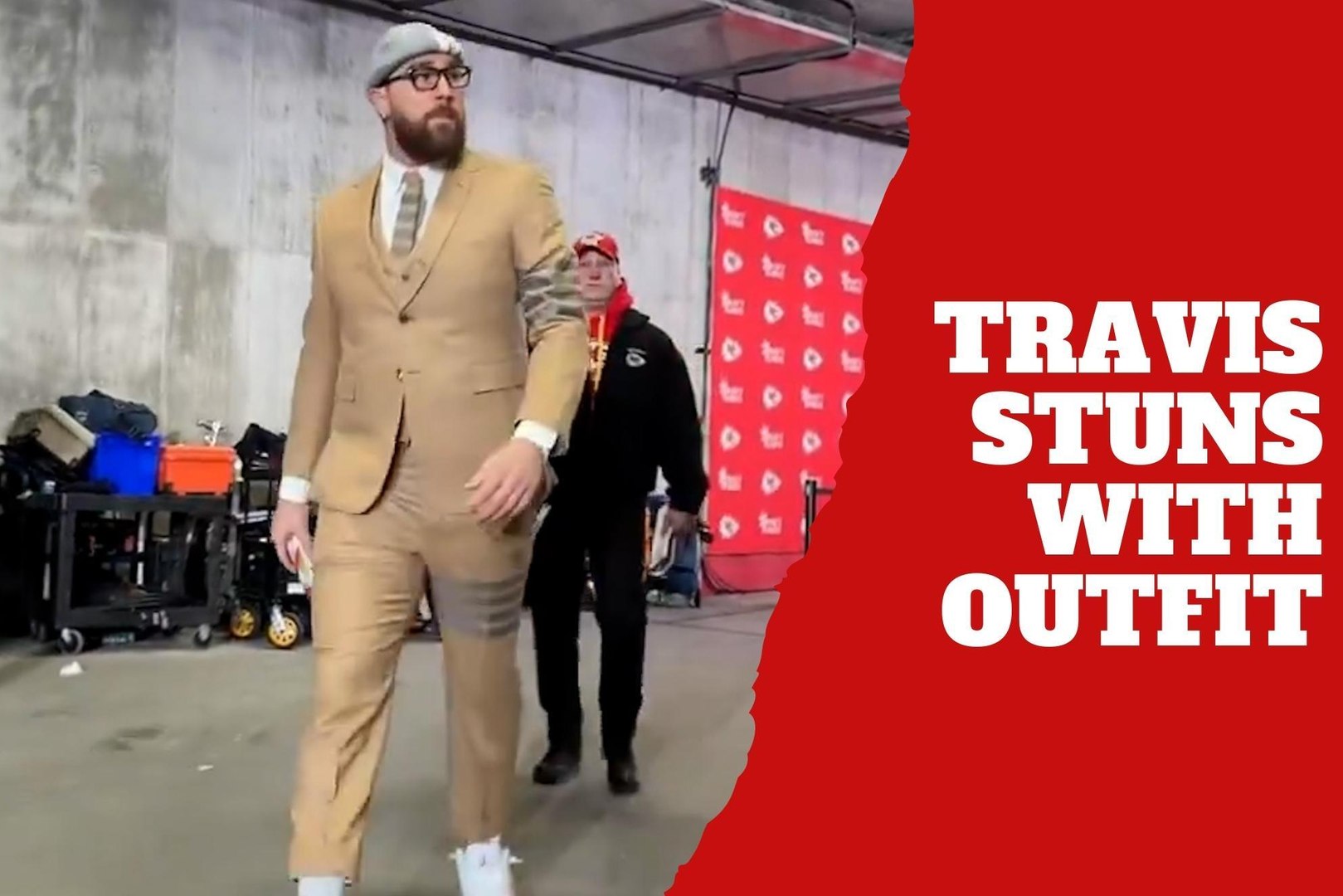 Look at this! Travis Kelce shows off a unique suit on arrival at Chiefs ...