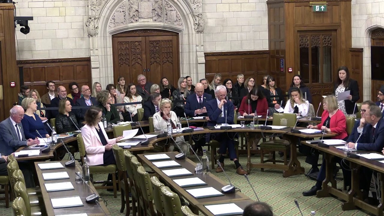 MP Julia Buckley reading a statement from Crystal Owen at a Westminster ...