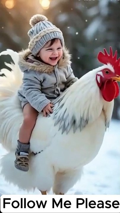Cute Baby Ride With Rooster #funny #baby #foryou - video Dailymotion