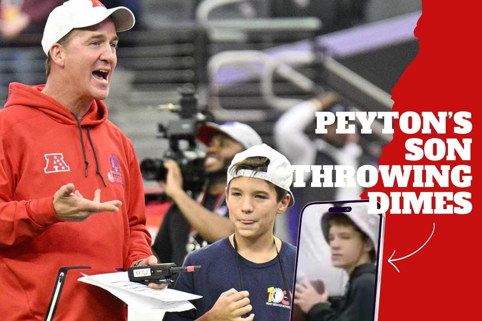 Like father, like son! Peyton ' s son, Marshall Manning throwing dimes ...