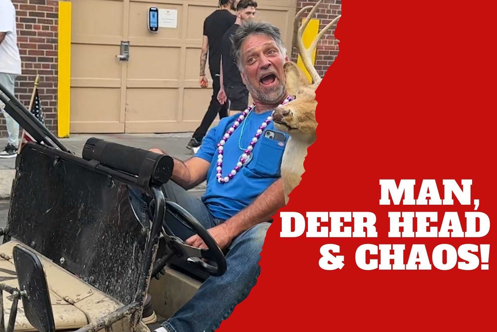 Super Bowl madness! Man roams New Orleans streets with a deer head ...