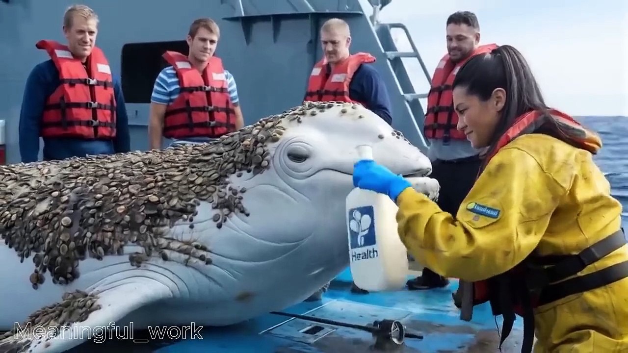 The animal rescue team was there to help a beluga whale remove ...