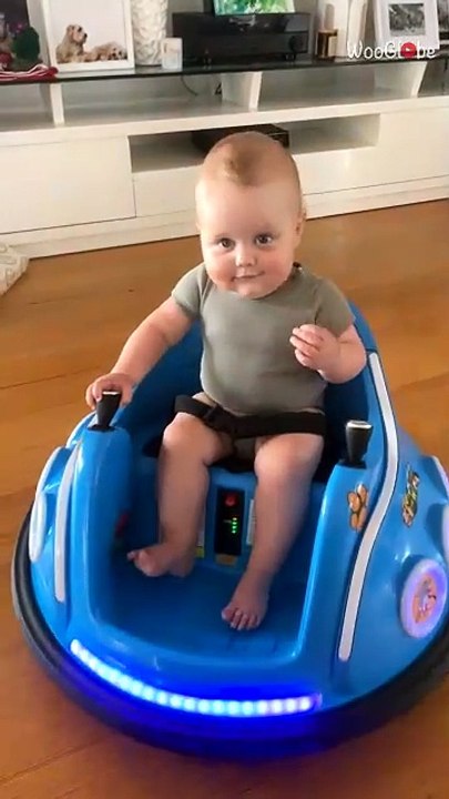 Toddler is delighted to ride on his new bumper car *Wholesome* - video ...