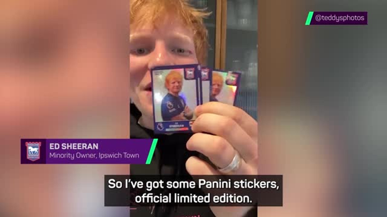 Ed Sheeran launches limited edition Ipswich Town sticker - video ...
