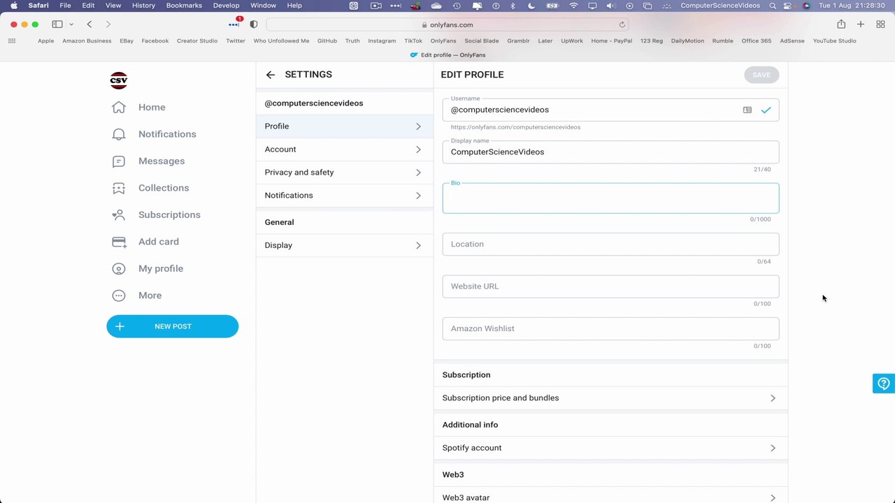 How to INSERT a Bio On Your Only Fans Account On a Mac Computer ...