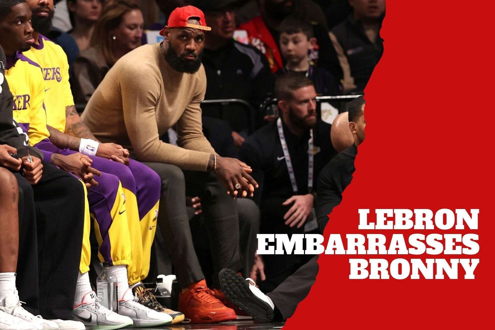 NBA rookie duties! LeBron James embarrass his son Bronny James in front of a packed arena ...