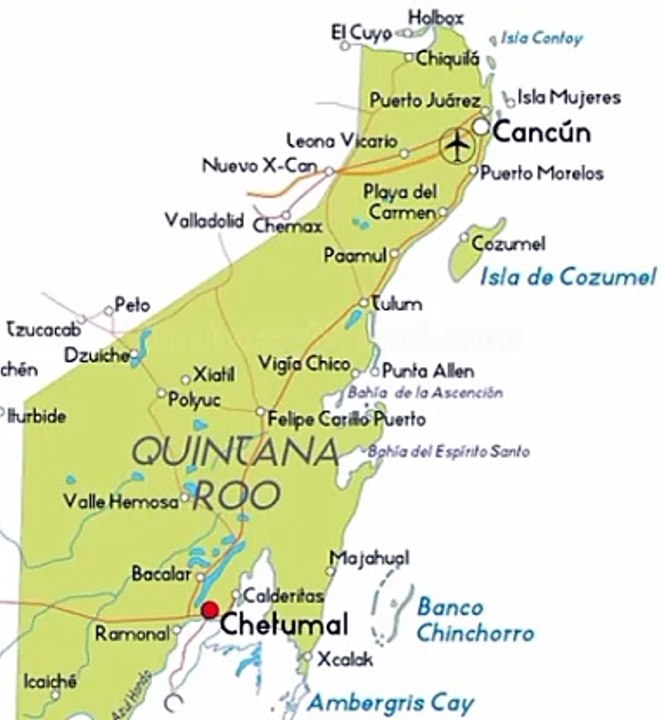 Map of Quintana Roo. Peta Quintana Roo. Quintana Roo Map. Map of ...