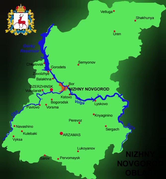 Map of Nizhny Novgorod Oblast. Peta Oblast Nizhny Novgorod. Nizhny ...
