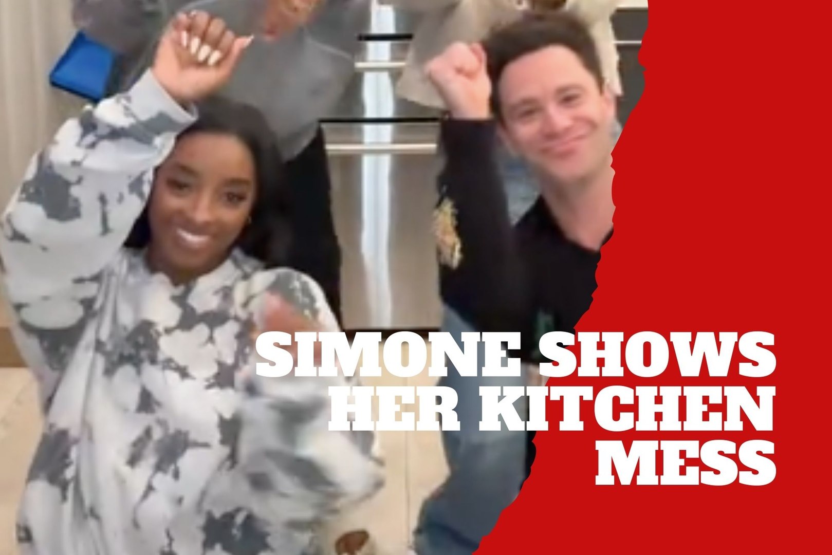 What a mess! Simone Biles flaunts her messy kitchen in a seductive ...