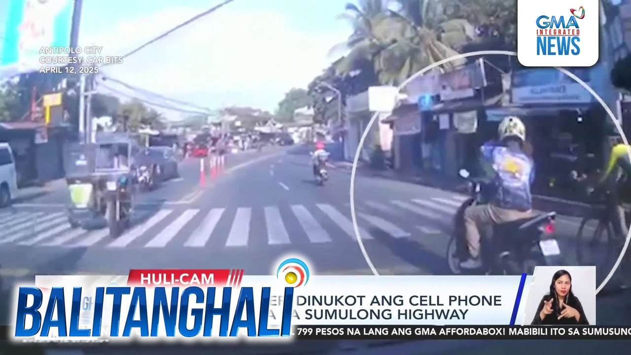 Motorcycle rider, dinukot ang cell phone ng isang siklista sa Sumulong Highway | Balitanghali ...