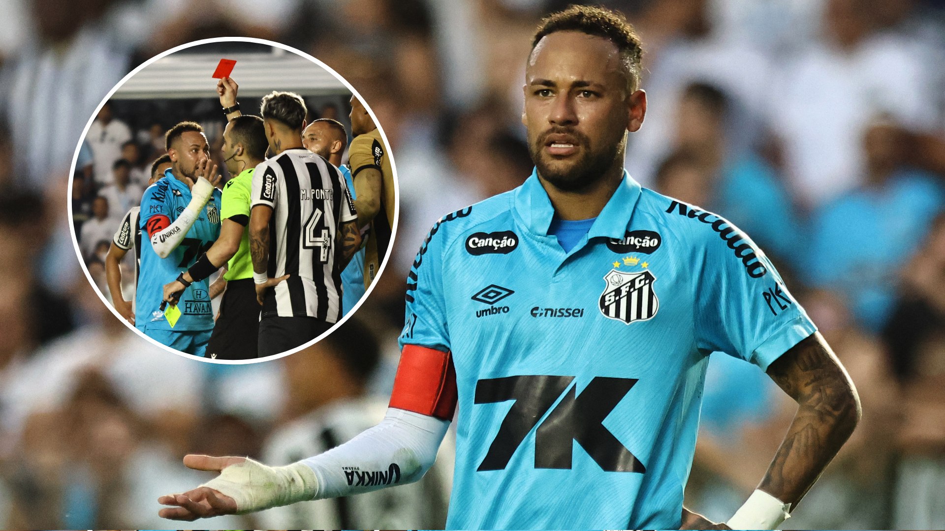 (VIDEO) Neymar Jr gets sent off with Santos after scoring a “Hand of ...