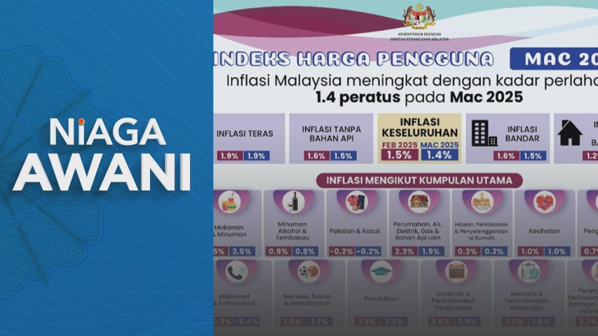 Inflasi Malaysia meningkat dengan kadar perlahan 1.4 peratus pada Mac 2025 - DOSM | Astro Awani