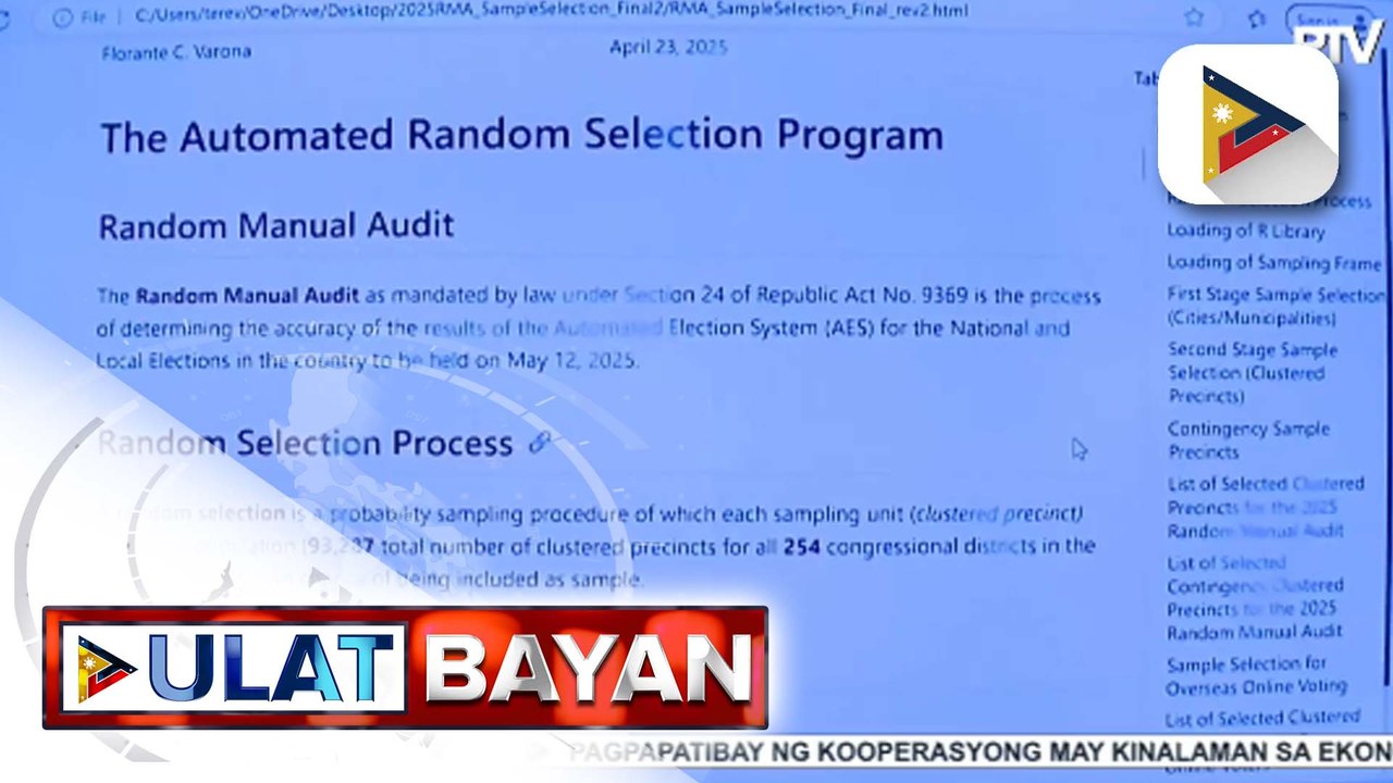 Source Code ng Automated Random Selection Program, ininspeksyon para sa ...
