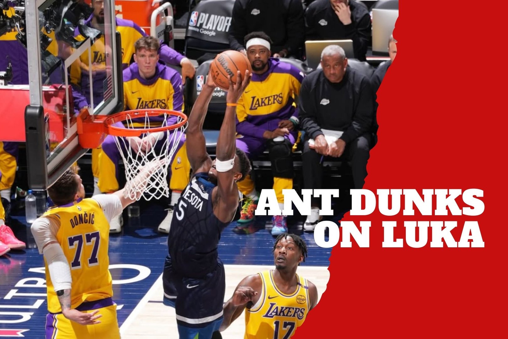 That was nasty! Anthony Edwards dunks on Luka Doncic and gives him a mean stare - MARCA TV English