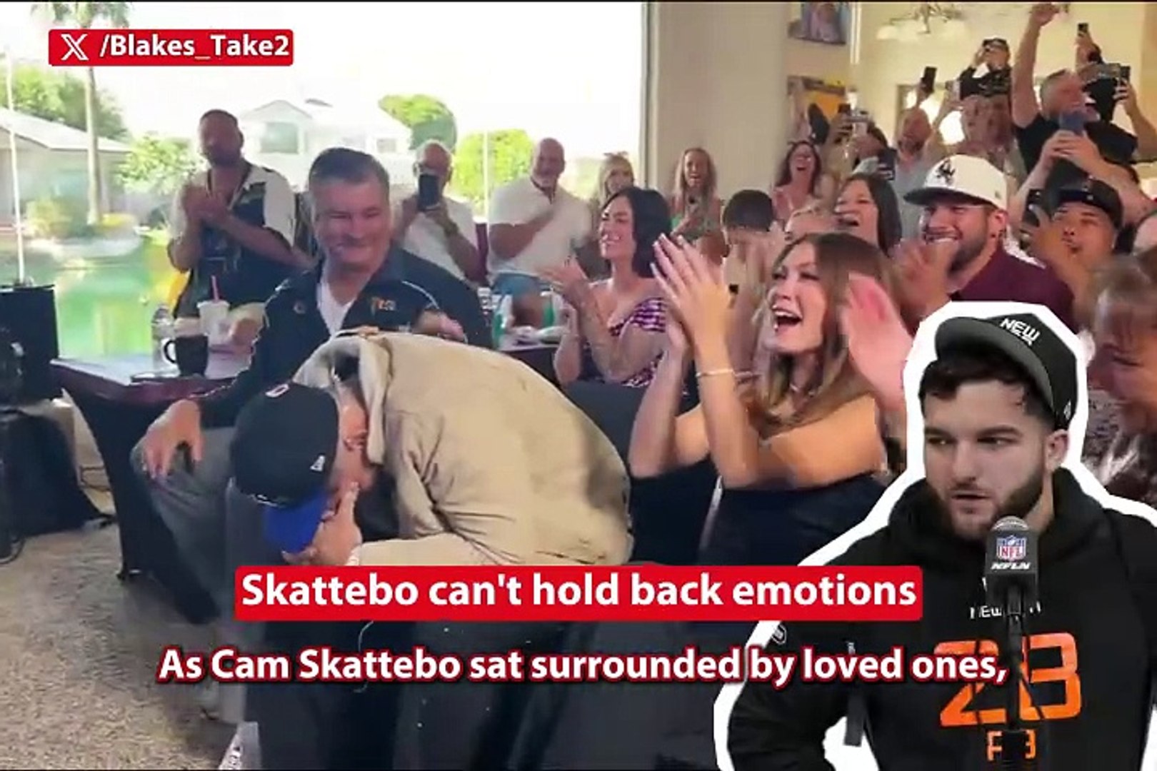 Cam Skattebo break into tears as he knows his life is about to change ...