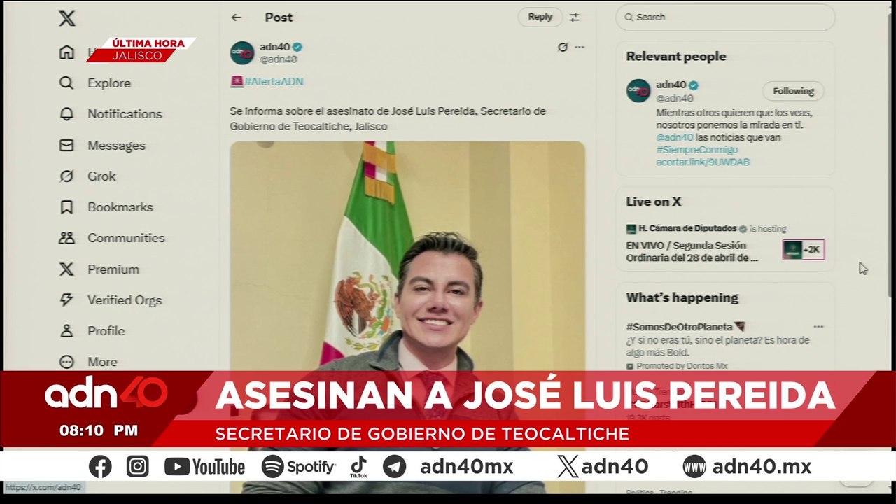 🚨¡Última Hora! Asesinan a José Luis Pereida, Secretario de Gobierno de ...