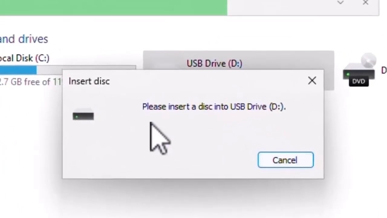 Solved - pen drive is showing an error Please insert disk into USB ...