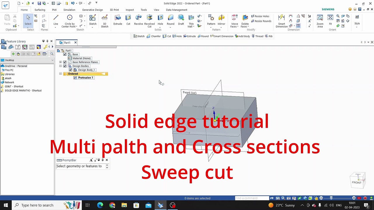 31. solid edge multiple path and cross section sweep cut - video Dailymotion