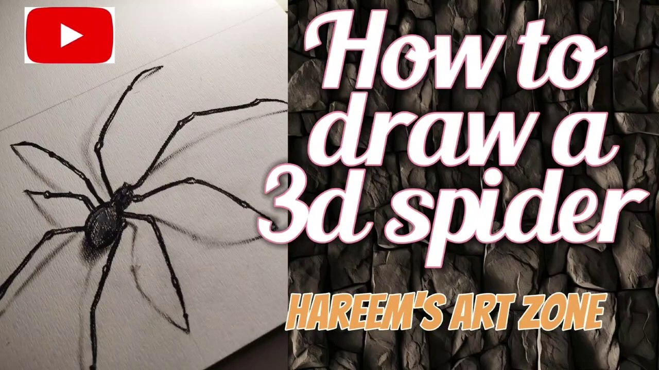 How to draw a spider step by step _ how to draw a 3d spider_ satisfying ...