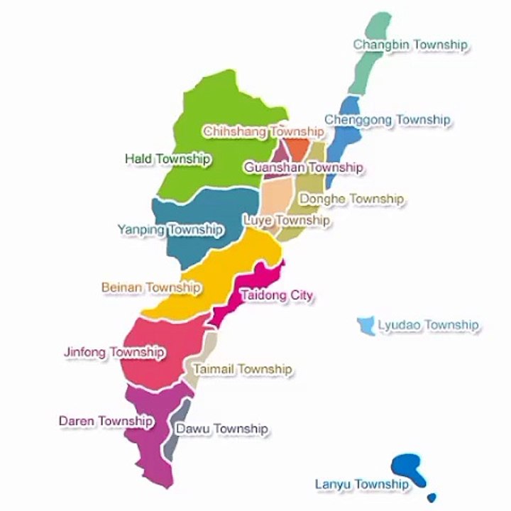Map of Taitung County. Peta Kabupaten Taitung. Peta Daerah Taitung ...