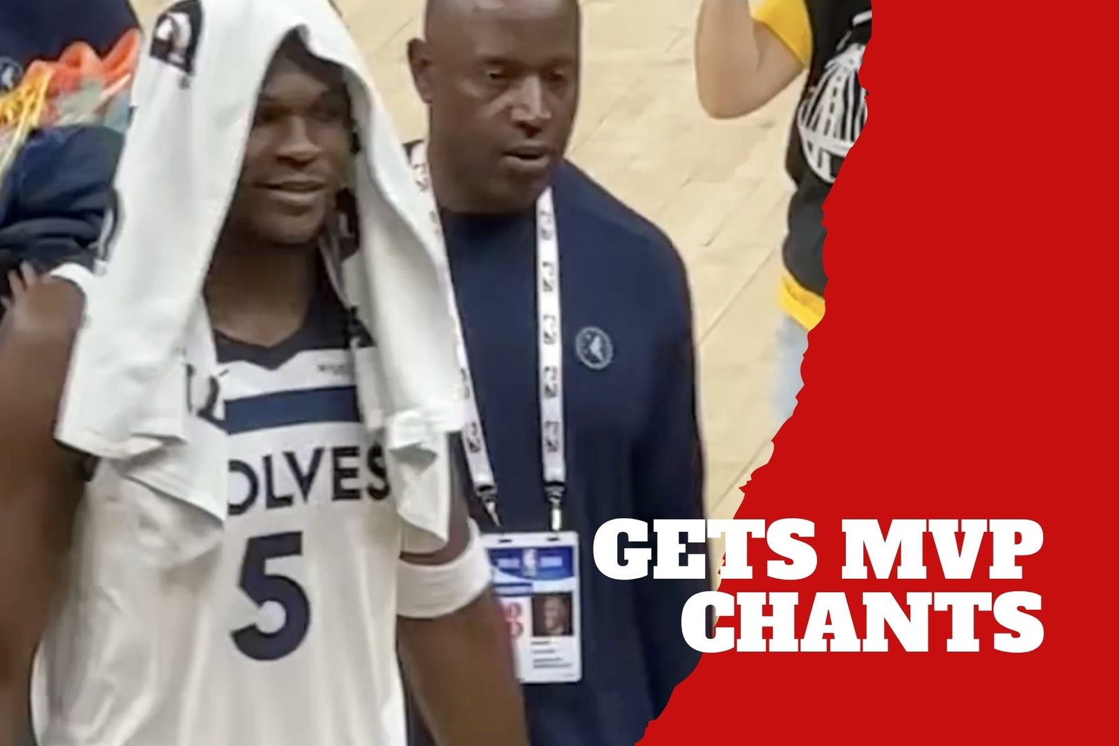 Anthony Edwards walks off the court to greet the father of a rival while getting MVP chants ...