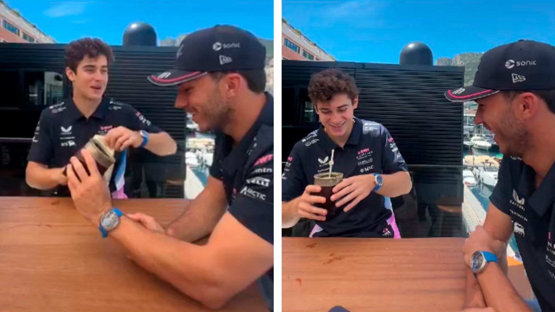 Franco Colapinto enseña a Piere Gasly a tomar Mate previo al GP de ...