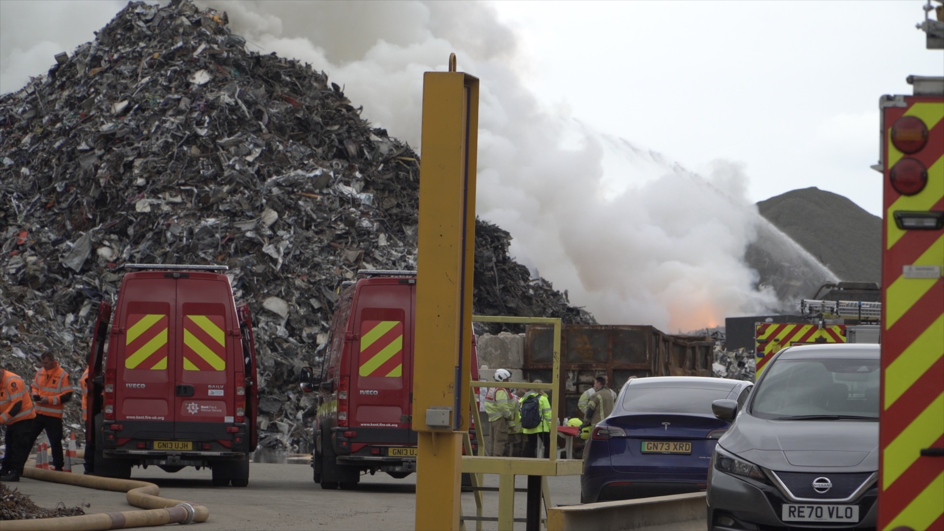 Dozens of firefighters at the scene of Northfleet fire