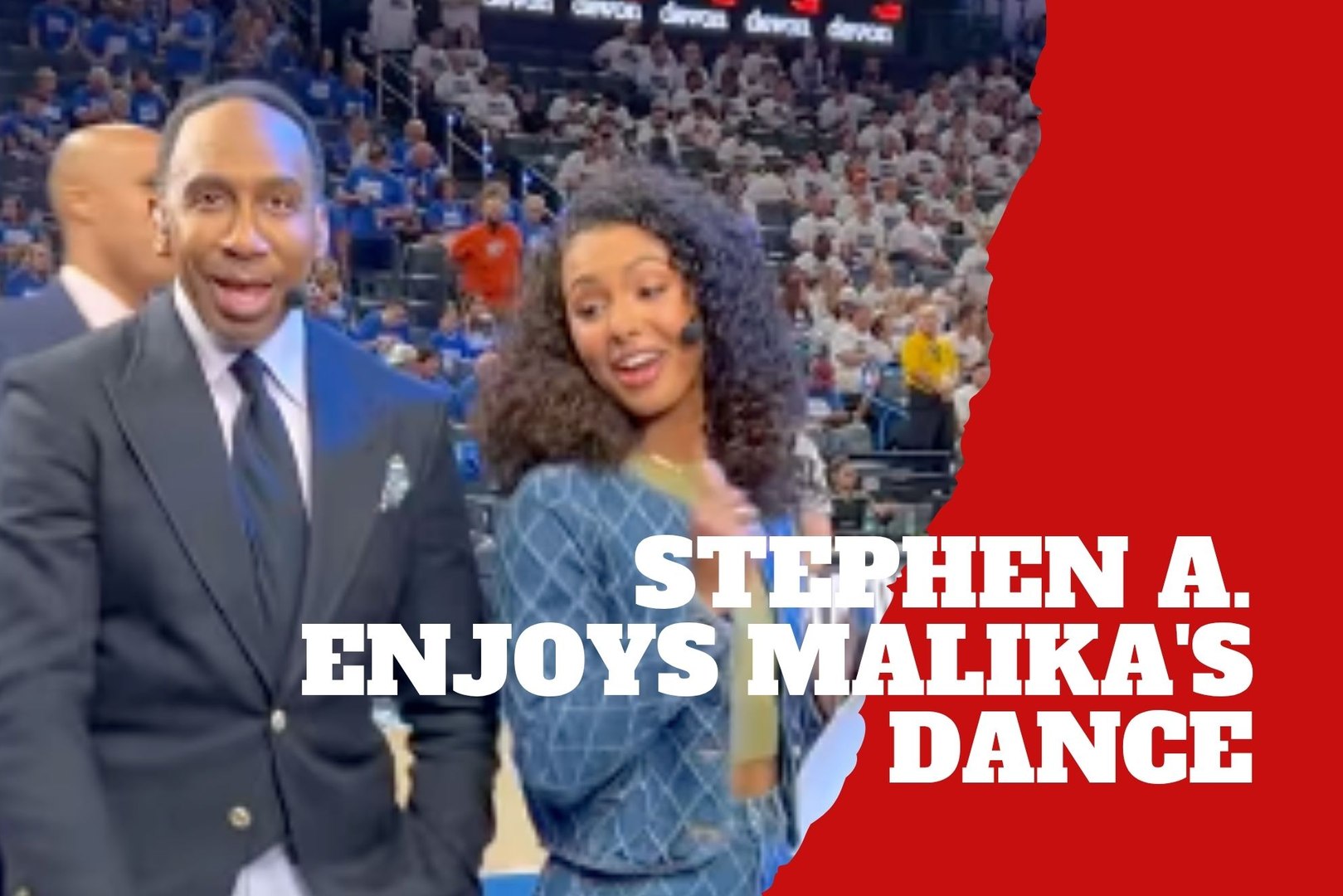 Stephen A. Smith enjoys Malika Andrews' dance during commercial break ...