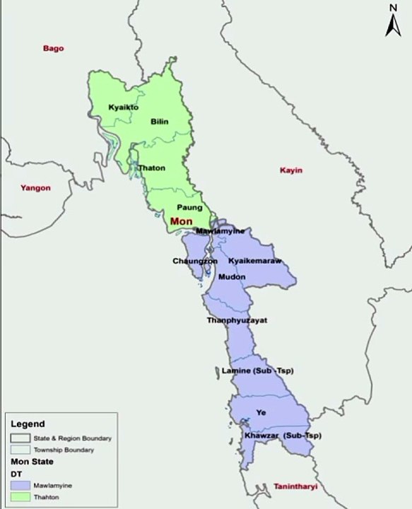 Map of Mon State. Peta Negara Bagian Mon. Mon State Map. Map of State ...