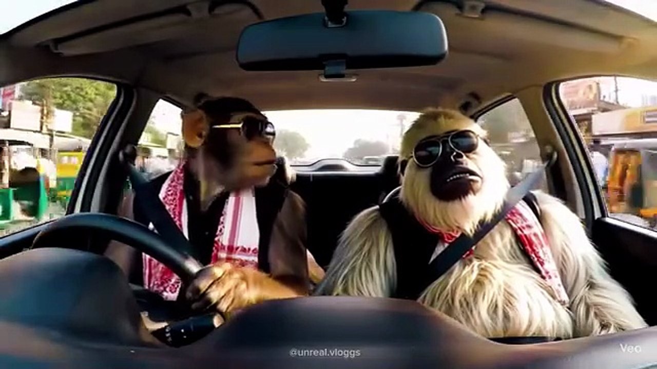 A monkey doing vlog in car with people - video Dailymotion