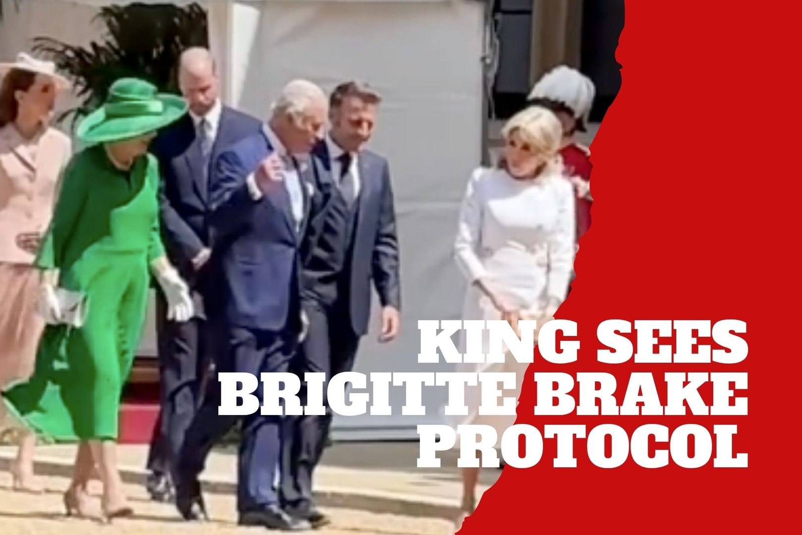King Charles observes Brigitte break protocol with President Macron ...