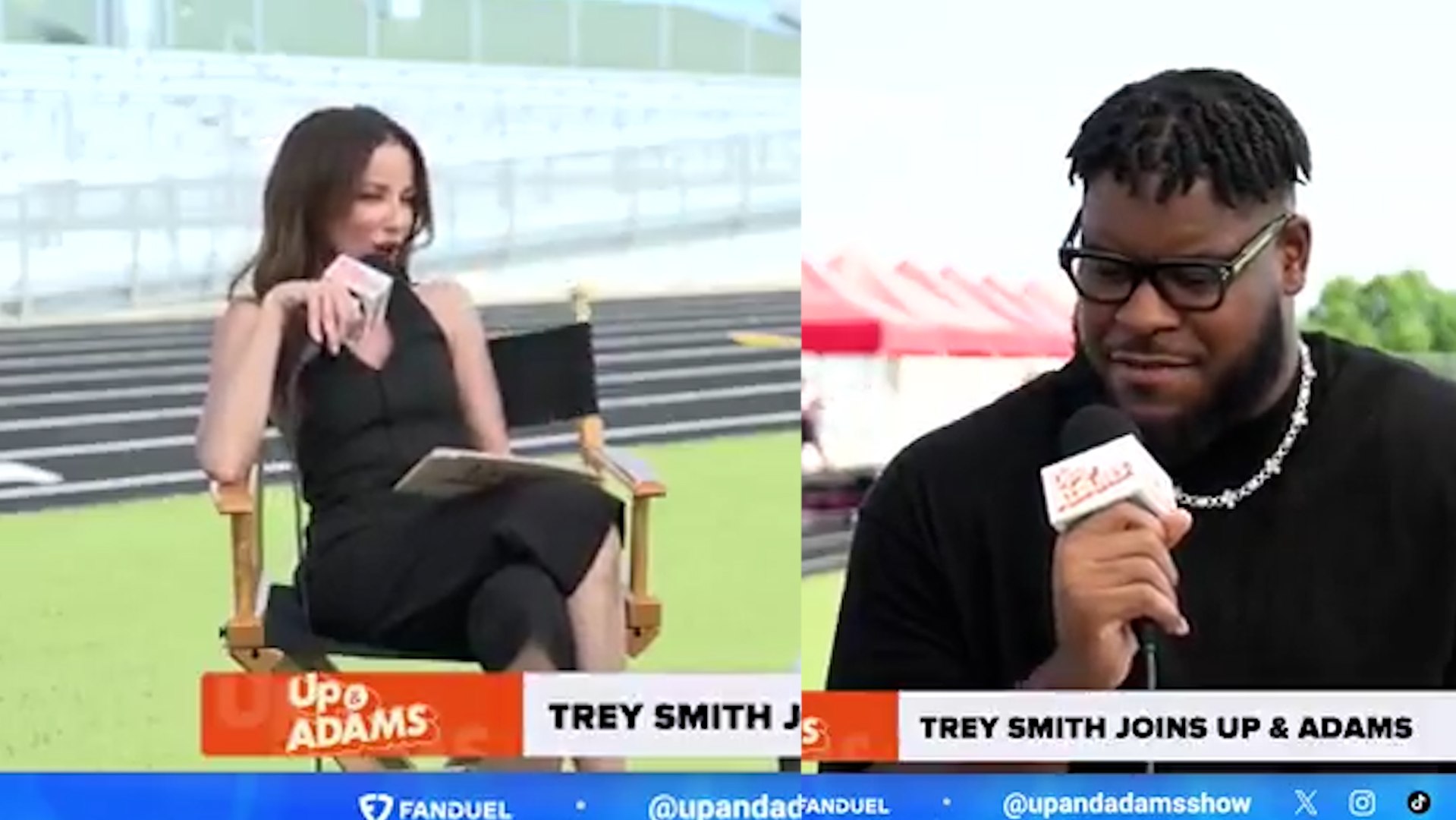 Kay Adams looks very small next to NFL star Trey Smith - MARCA TV English