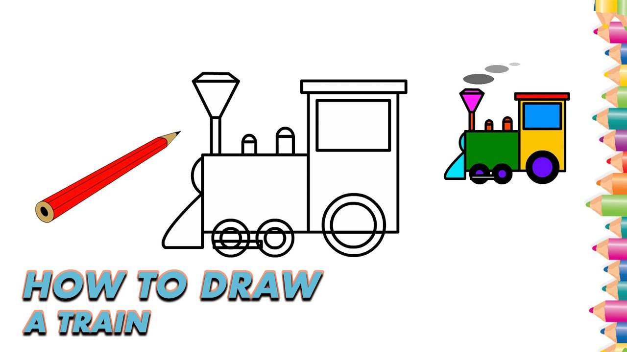 How to Draw a Train Step by Step for Kids | Easy Drawing Tutorial ...
