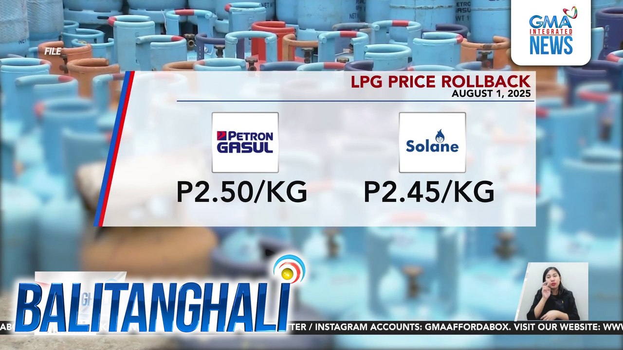 LPG price rollback (August 1, 2025) | Balitanghali - video Dailymotion