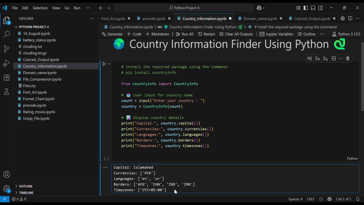 Create a Smart Country Info Finder Using Python l - video Dailymotion