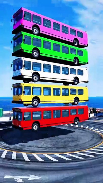 Rainbow Buses & Cars Mega Crash Test 😱 BeamNG.drive Physics Simulation ...