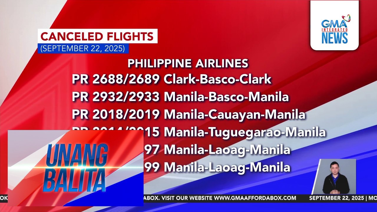 Cancelled flights (September 22, 2025) | Unang Balita - video Dailymotion