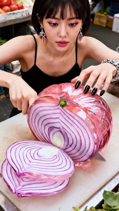 ASMR: Girl in Black Dress Cuts Glass Onion 🖤 | #Shorts - video Dailymotion
