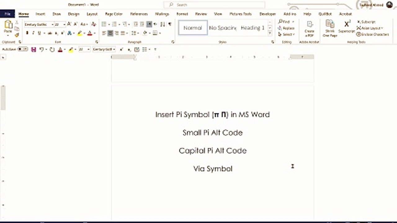 How to Insert Pi Symbol in MS Word - video Dailymotion