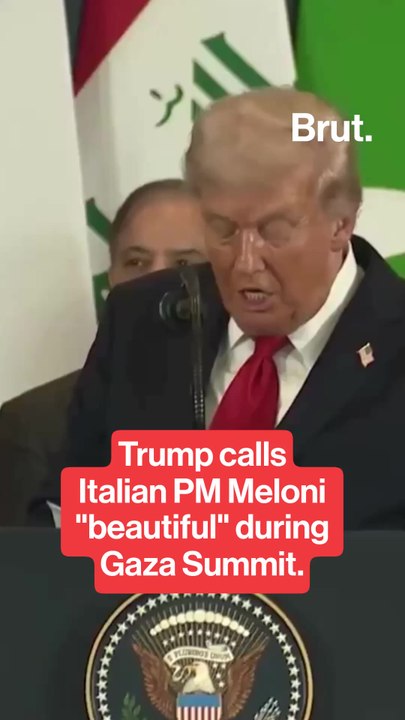 Trump calls Italian PM Meloni "beautiful" during Gaza Summit - video ...