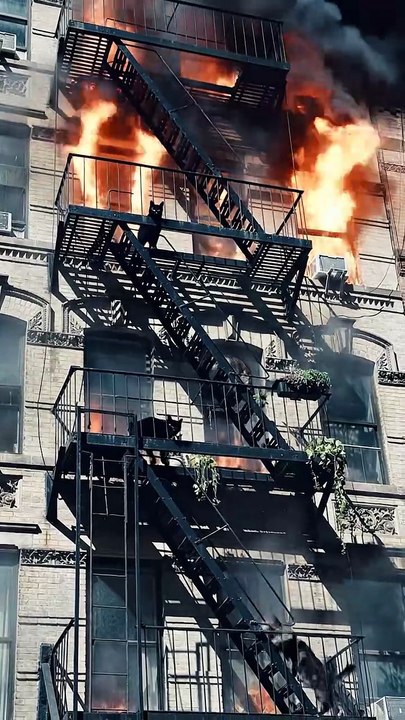 Unbelievable! Cats Escape a Building Fire Using the Back Stairs ...