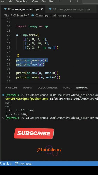 NumPy: Maximum Number in an Array: np.nanmax - Part Two. - video ...