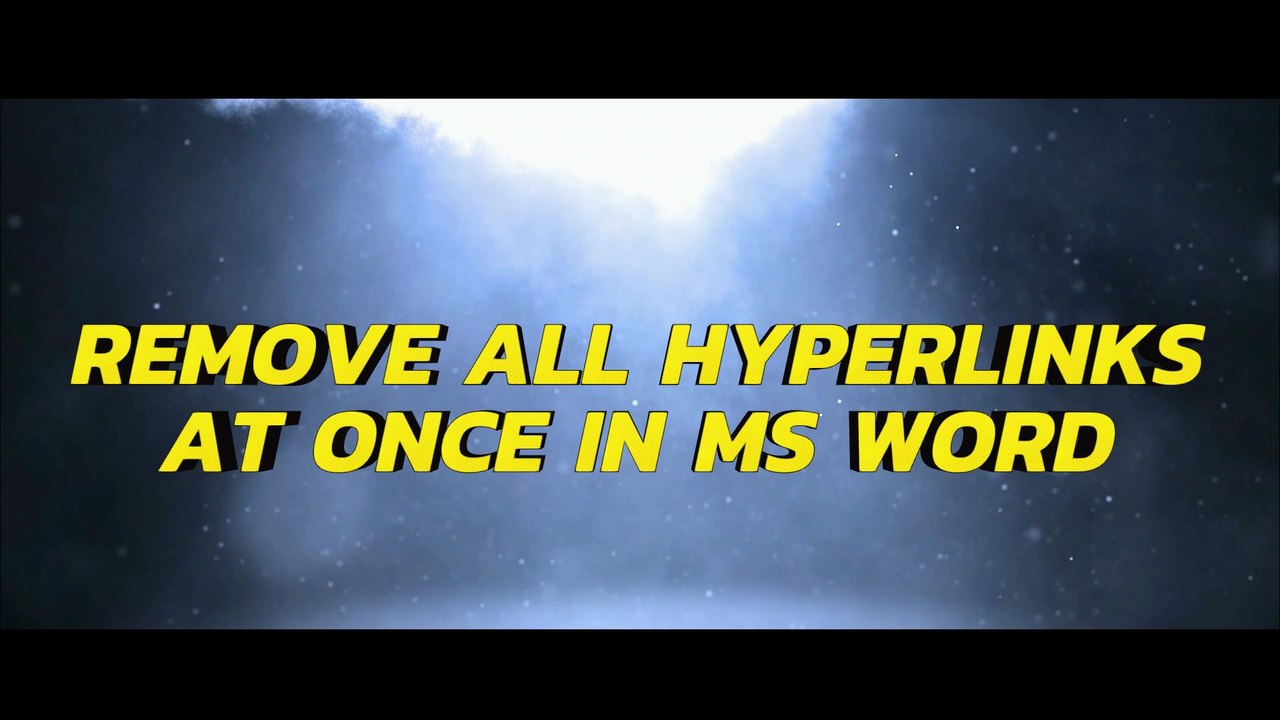How to Remove all Hyperlinks at once|Remove Multiple Hyperlinks in MS ...