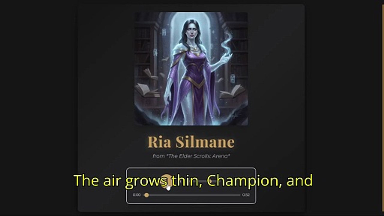 Elder Scrolls Arena - Ria Silmane Monologue - video Dailymotion