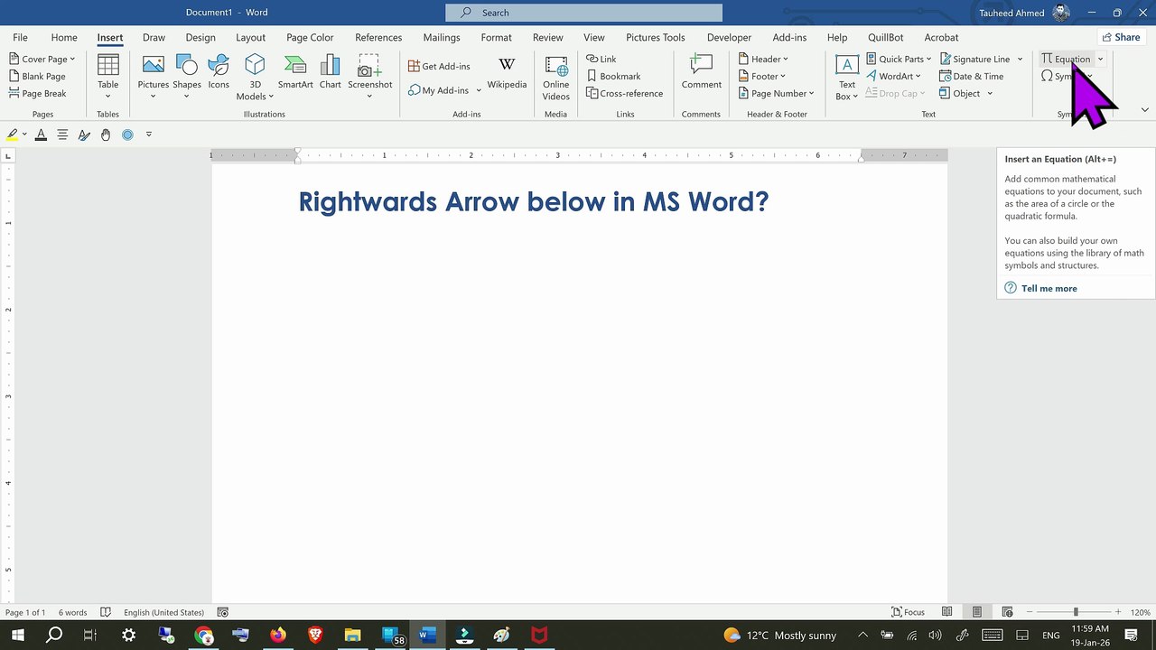 Rightwards Arrow below in MS Word - video Dailymotion