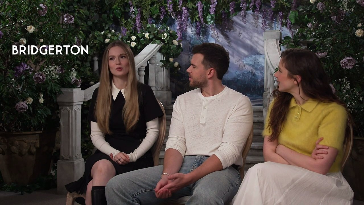 Hannah Dodd, Luke Newton & Claudia Jessie on Bridgerton S4 - video ...