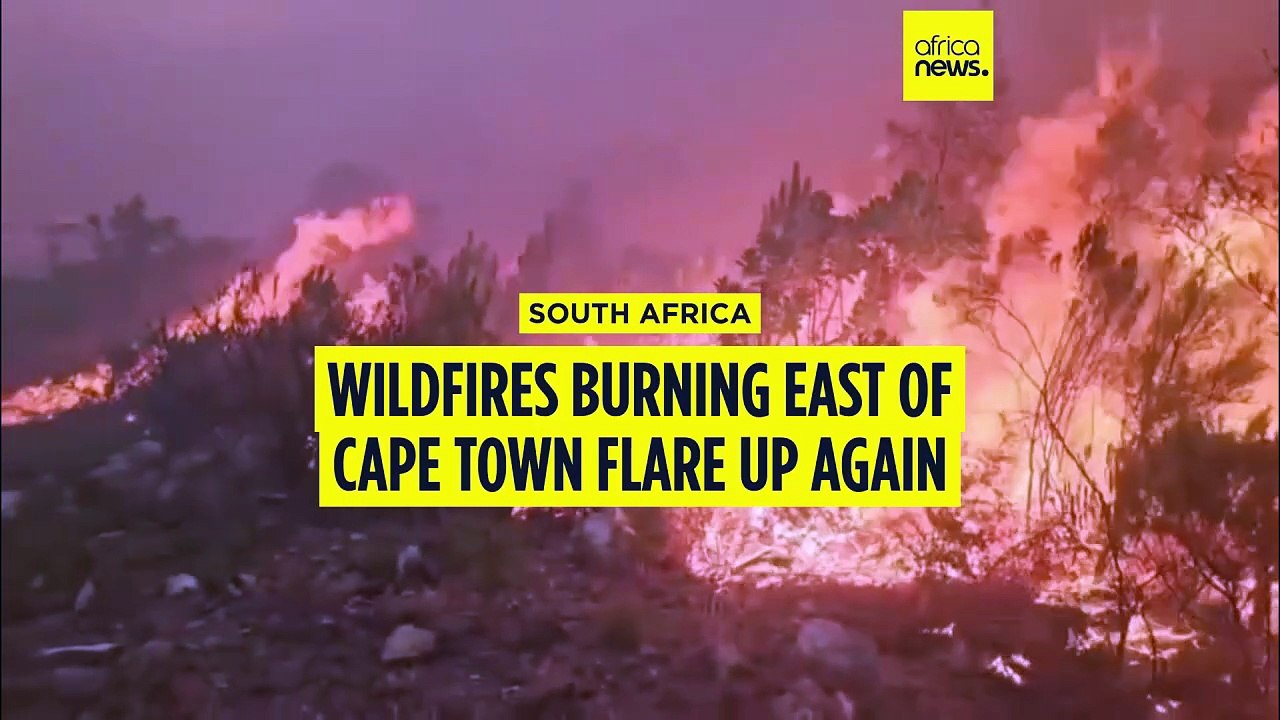 Fire crews battle to contain wildfires east of Cape Town - video ...
